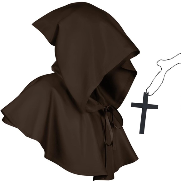 Amazon | Accessories | Medieval Cowl Hat Hood Cross With Necklace ...